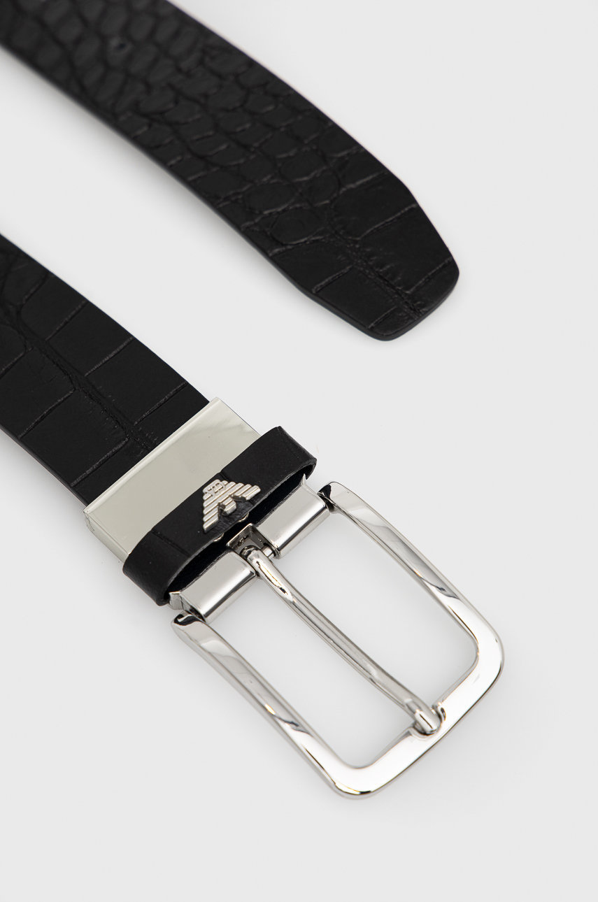 Кожаный ремень Emporio Armani мужской цвет чёрный | ANSWEAR.ua