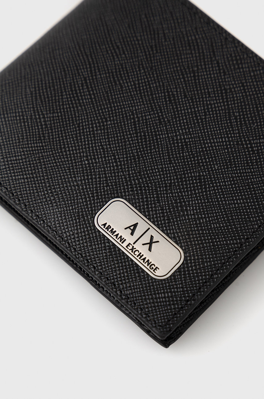 Armani Exchange portfel skórzany 958098.CC843, męski kolor czarny ...