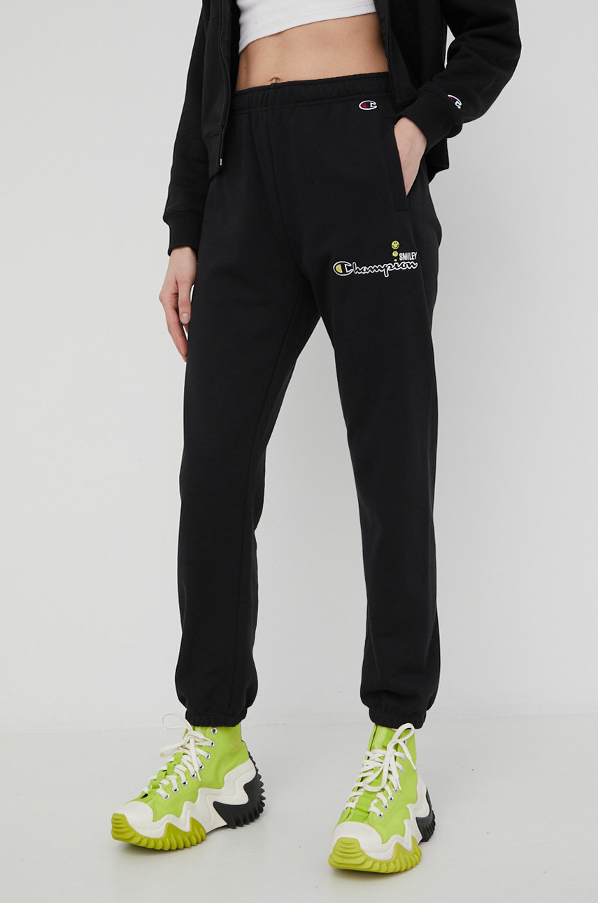 Champion joggers CHAMPION X SMILEY women's black color | buy on PRM