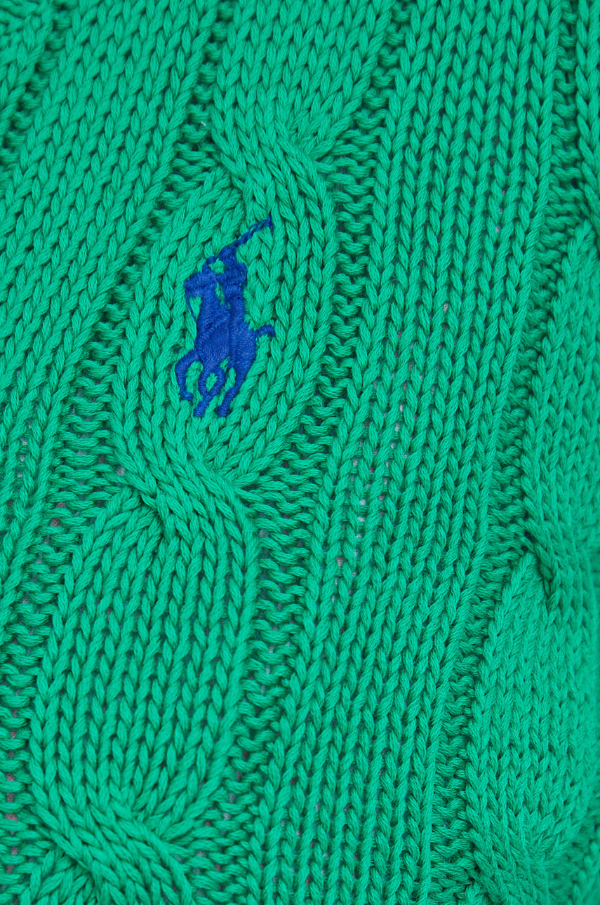 Bavlnený Sveter Polo Ralph Lauren Dámsky Zelená Farba Tenký Answearsk