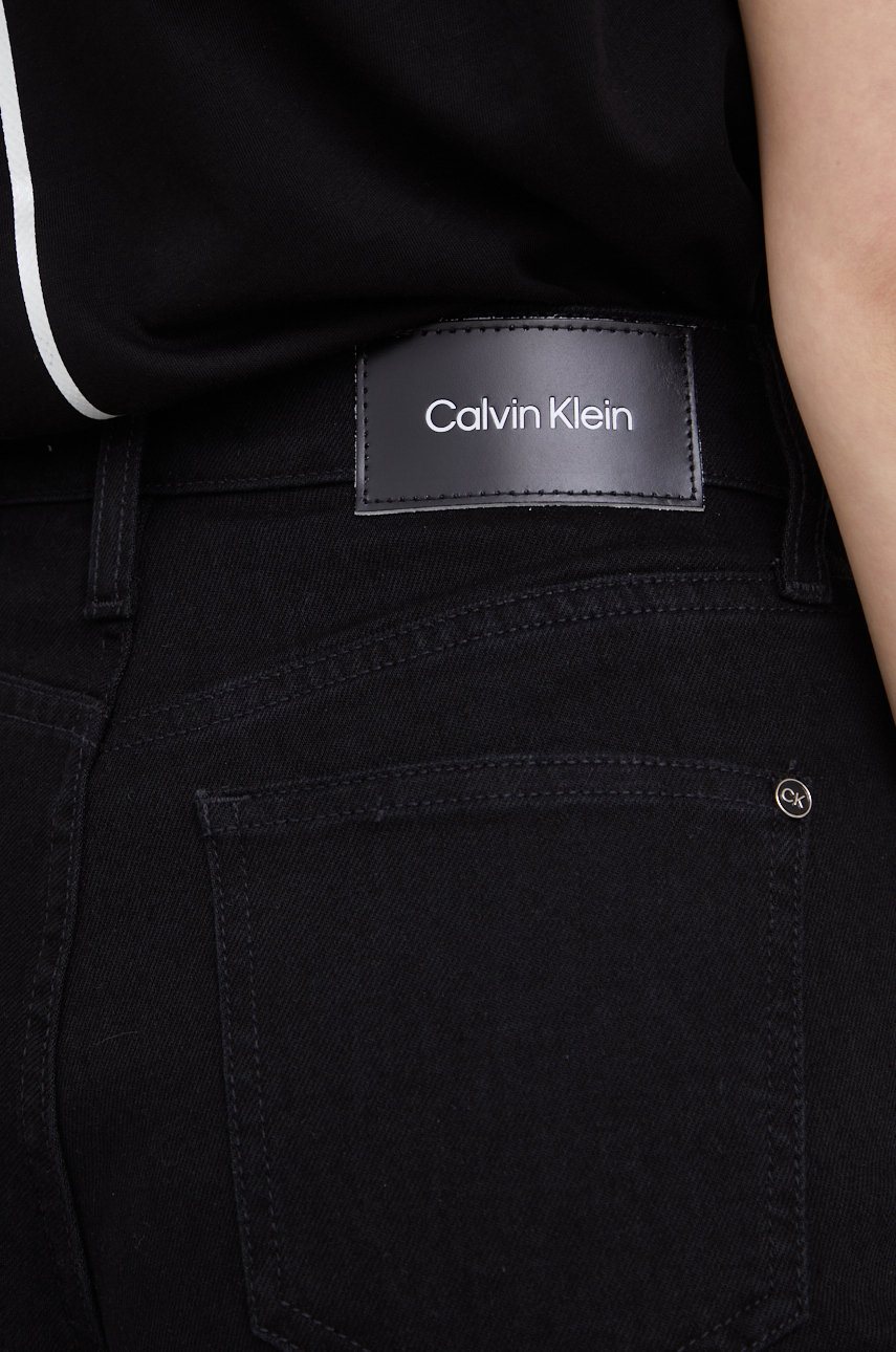 Джинсовые шорты Calvin Klein женские цвет чёрный однотонные высокая ...