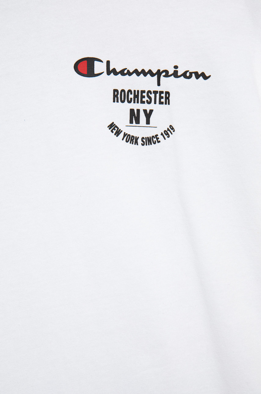 Дитяча бавовняна футболка Champion 305991 колір білий з принтом ...