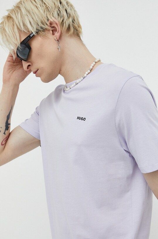 HUGO t-shirt bawełniany kolor fioletowy gładki 50466158 | Answear.com