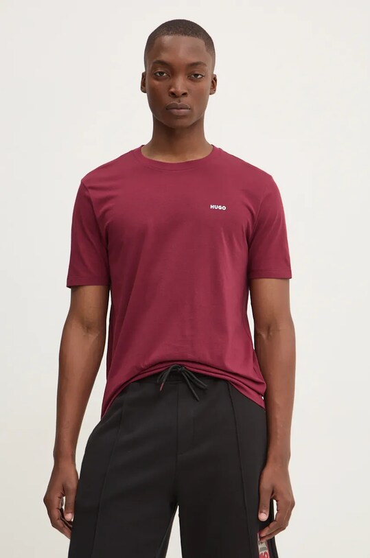 HUGO t-shirt bawełniany męski kolor różowy gładki 50466158 | Answear.com