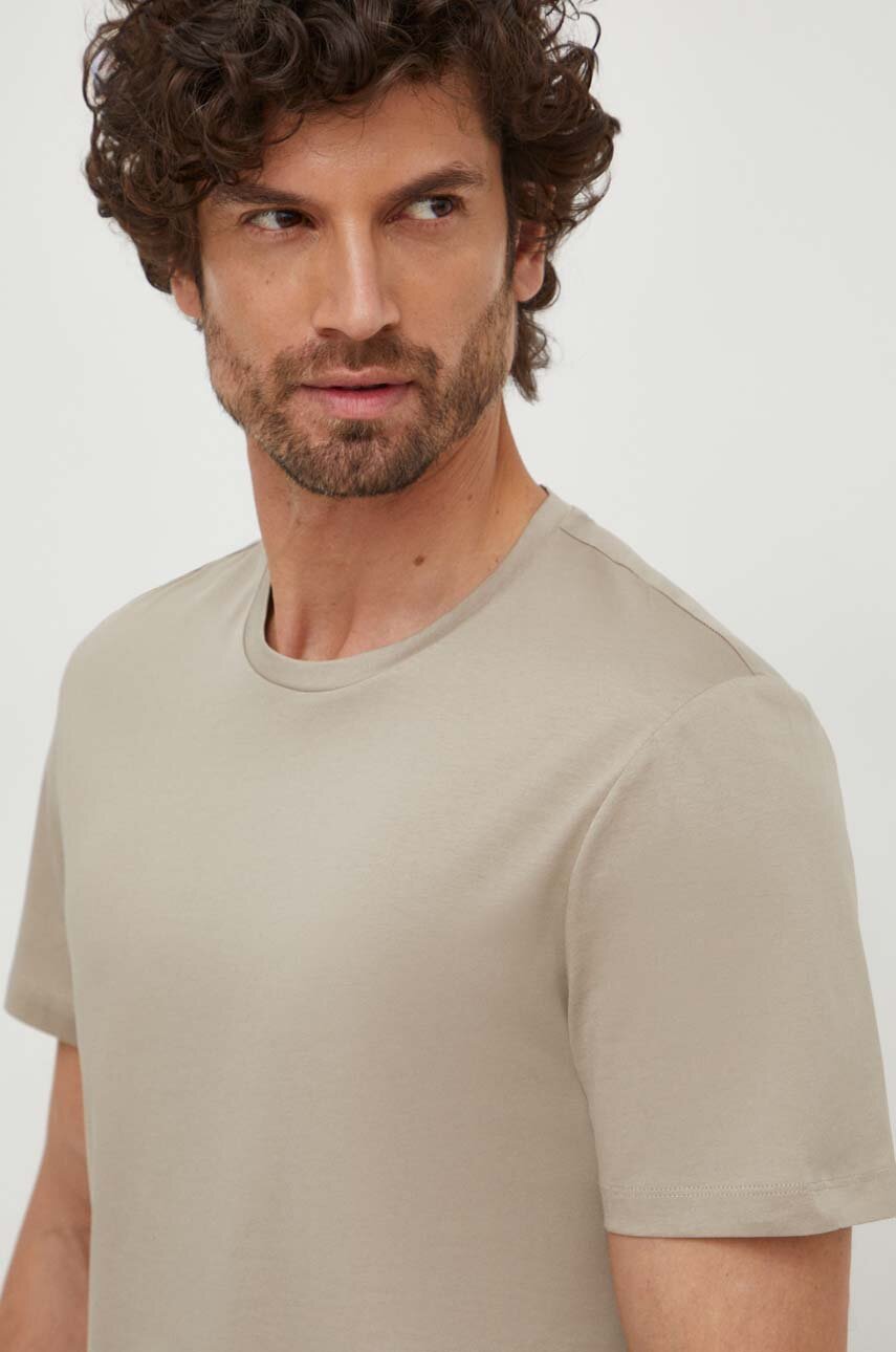 BOSS t-shirt bawełniany męski kolor beżowy gładki 50468395 | Answear.com