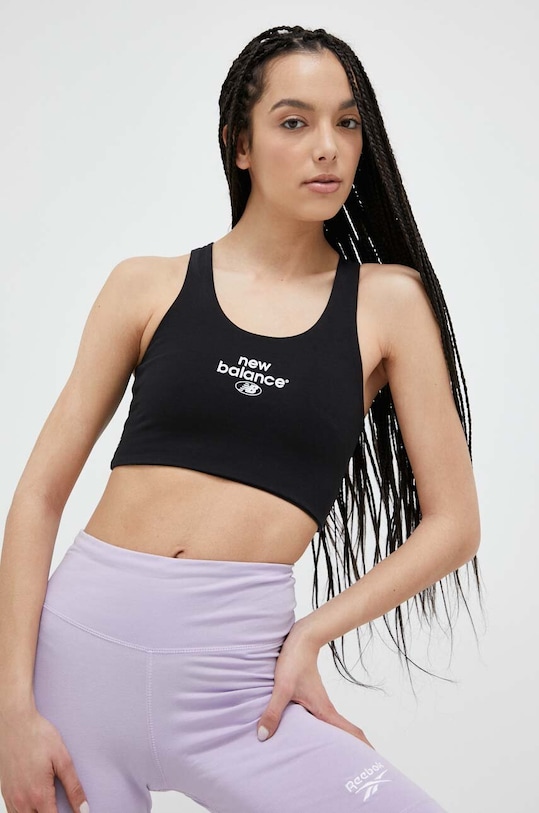 New Balance sports bra Essentials Reimagined black color at PRM US