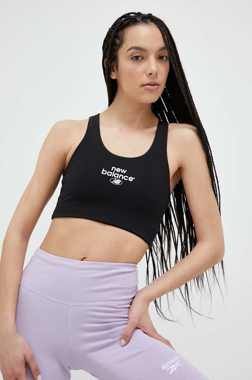 New Balance sports bra Essentials Reimagined black color at PRM US