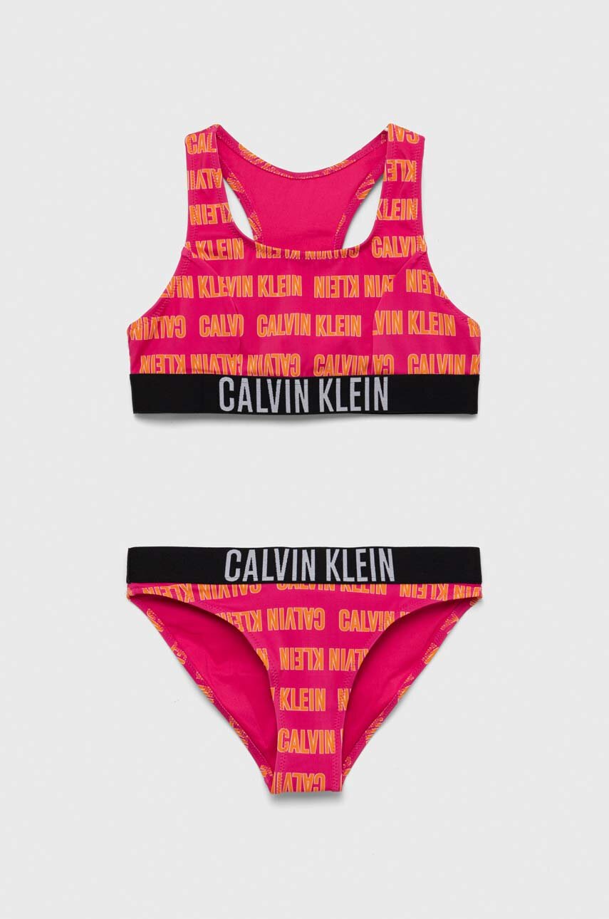 Dvojdielne detské plavky Calvin Klein Jeans ružová farba | ANSWEAR.sk
