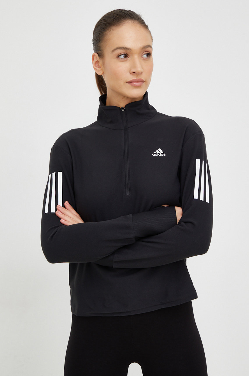 Bežecká mikina adidas Performance own the run čierna farba | ANSWEAR.sk