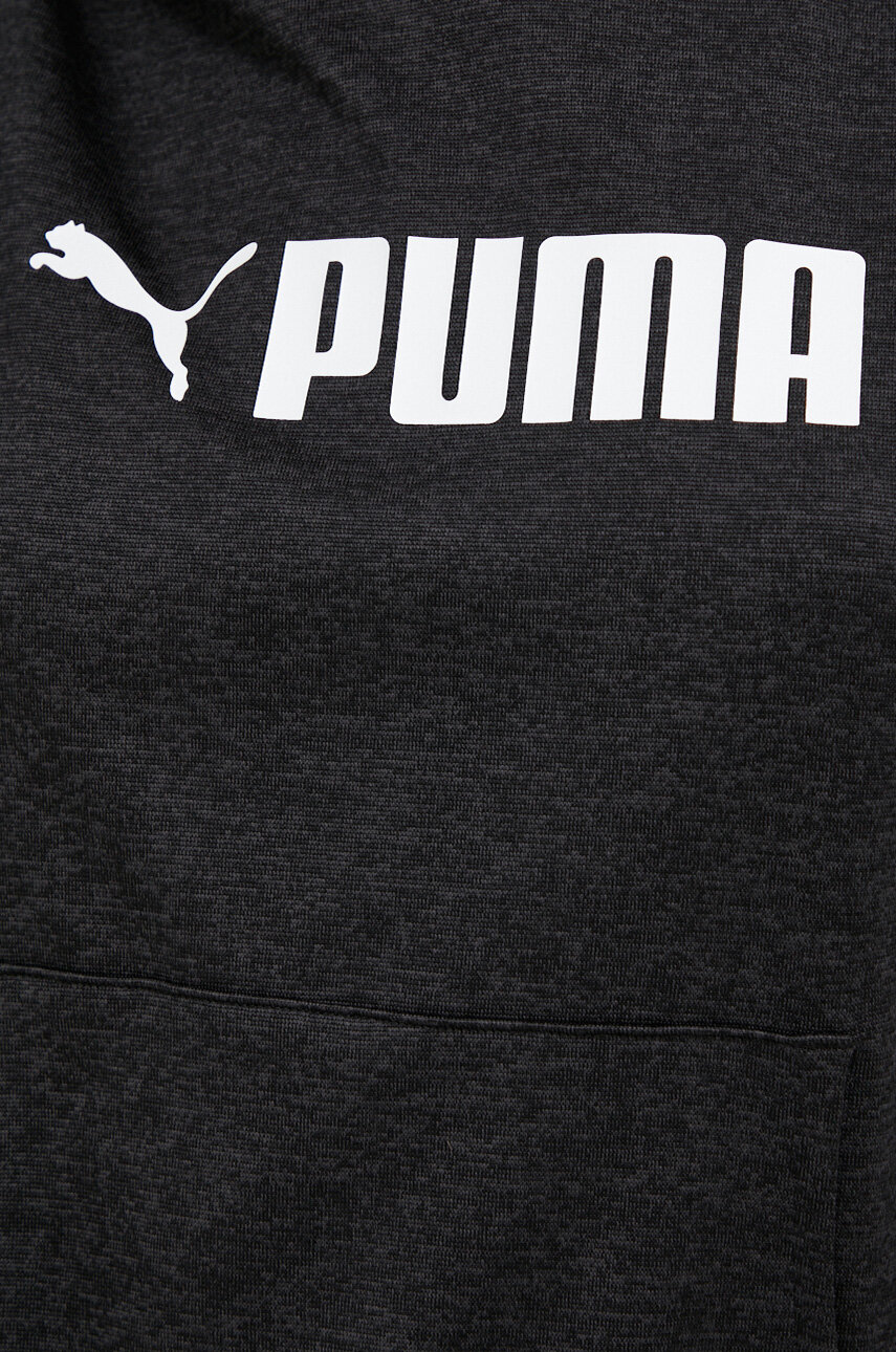Puma bluza treningowa Fit Tech kolor czarny z kapturem wzorzysta ...