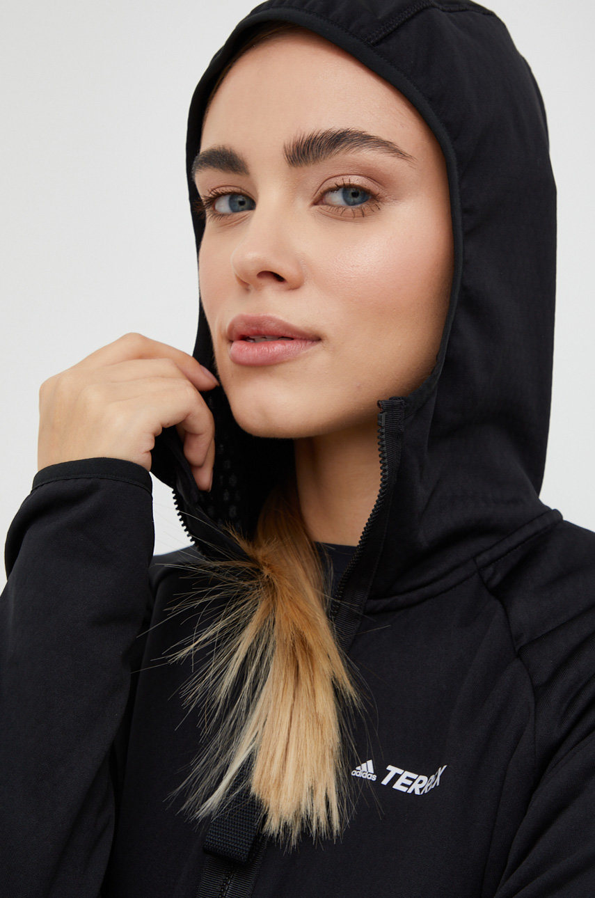 Спортивна кофта adidas TERREX Flooce Light жіноча колір чорний з ...