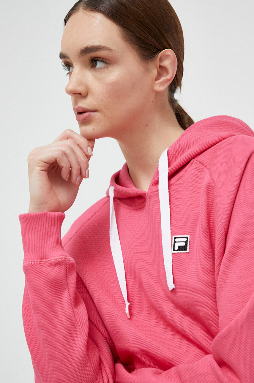 Fila bluza damska kolor różowy z kapturem gładka | Answear.com