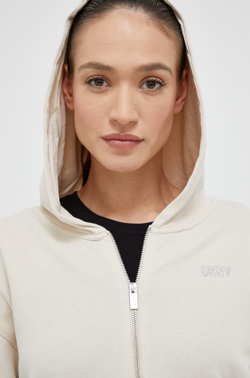 Dkny bluza damska kolor beżowy z kapturem gładka DP3J9279 | Answear.com