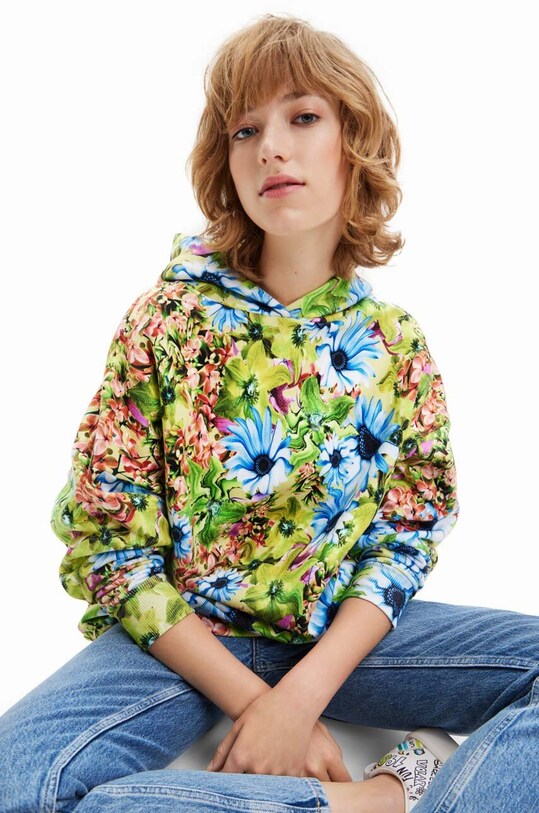 Desigual bluza damska z kapturem wzorzysta | Answear.com