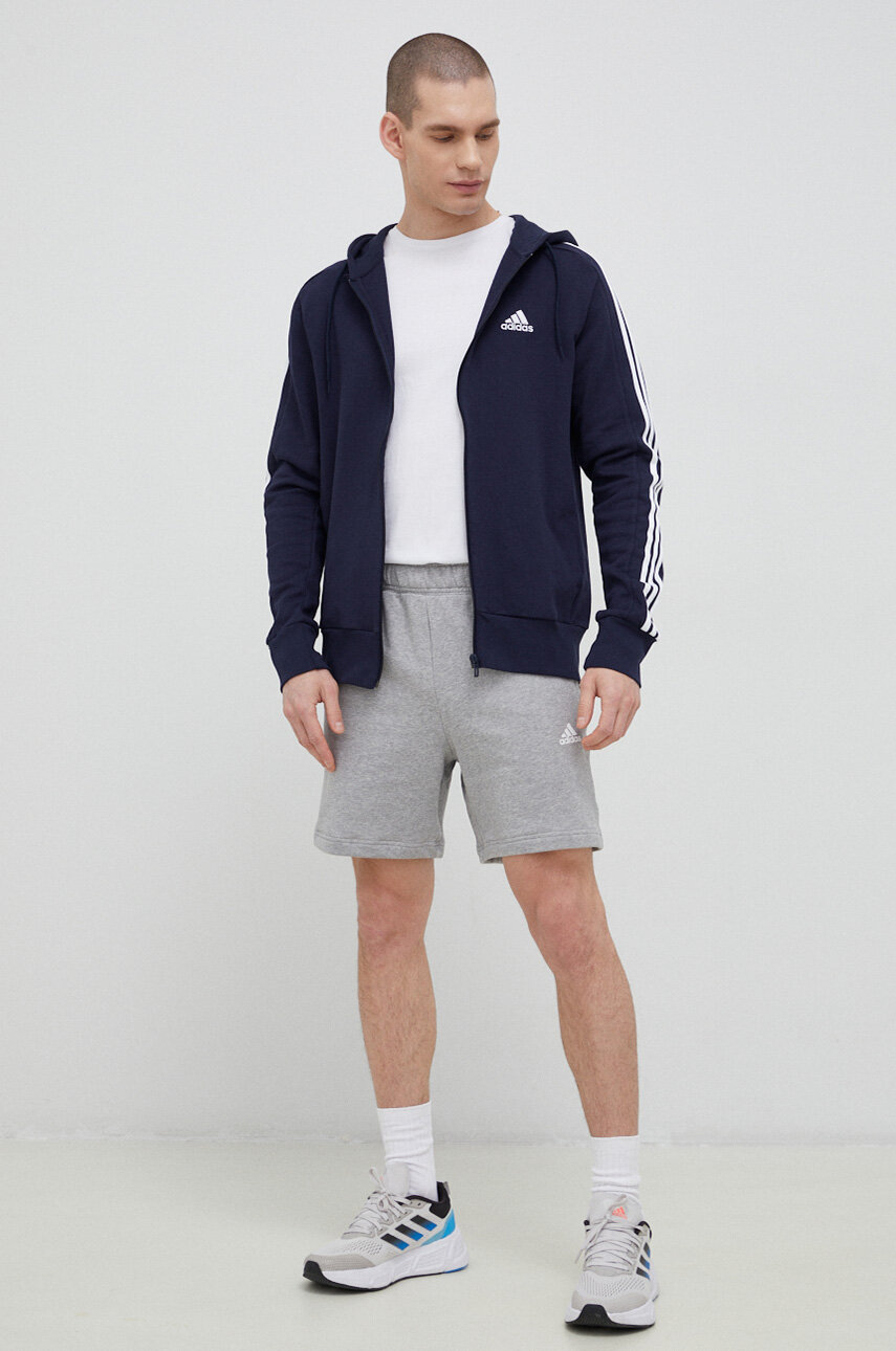 adidas bluza bawełniana Essentials męska kolor granatowy z kapturem ...