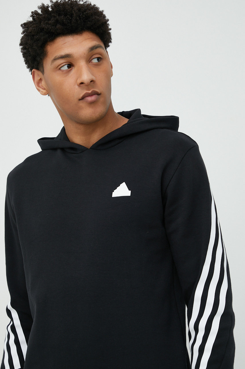adidas bluza męska kolor czarny z kapturem z nadrukiem | Answear.com