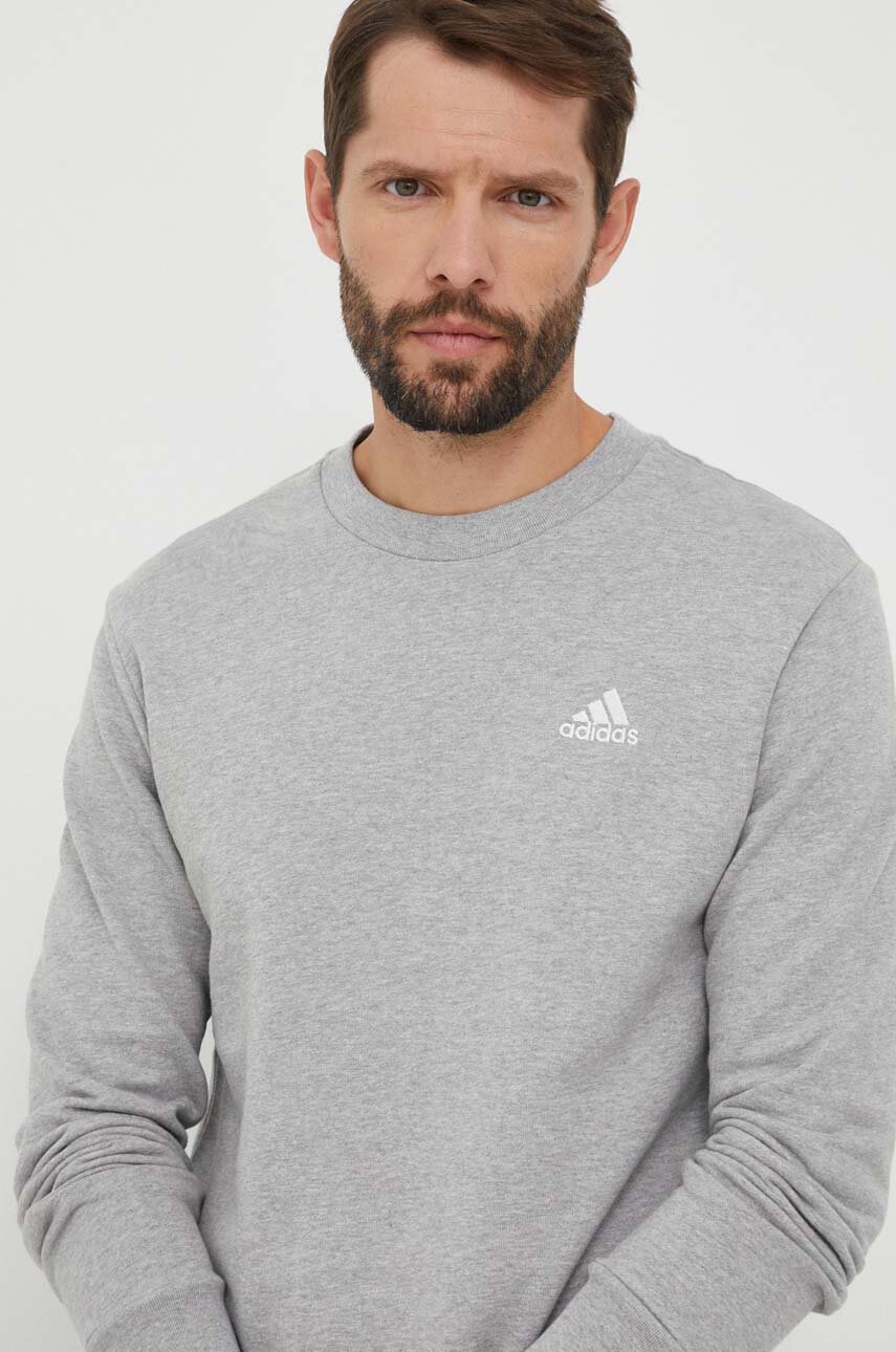 Бавовняна кофта adidas чоловіча колір сірий меланж | ANSWEAR.ua