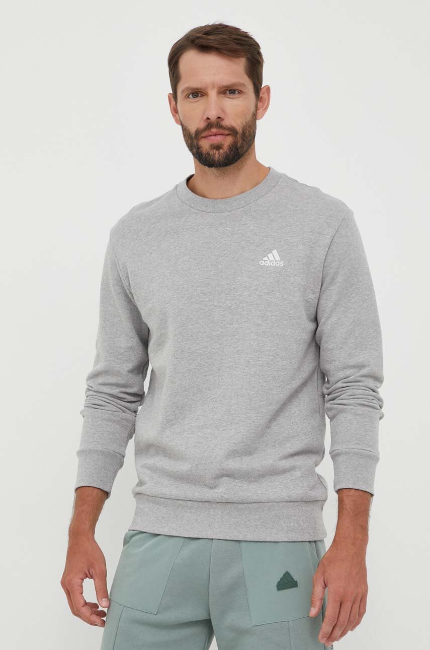 Бавовняна кофта adidas чоловіча колір сірий меланж | ANSWEAR.ua