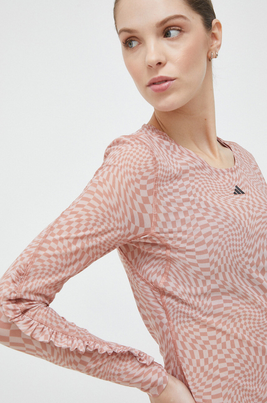 Tričko s dlhým rukávom adidas Performance dámsky, béžová farba | ANSWEAR.sk