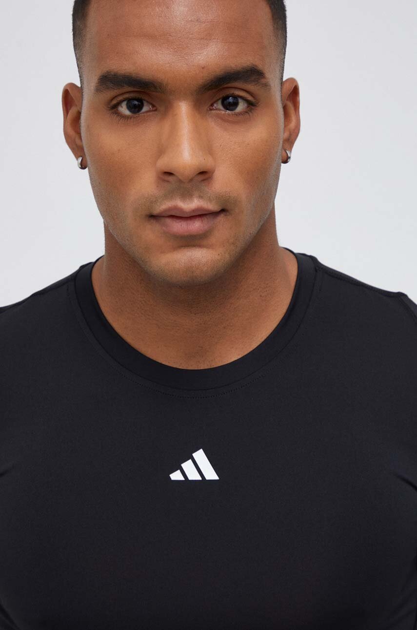 adidas Performance longsleeve treningowy Techfit kolor czarny gładki ...