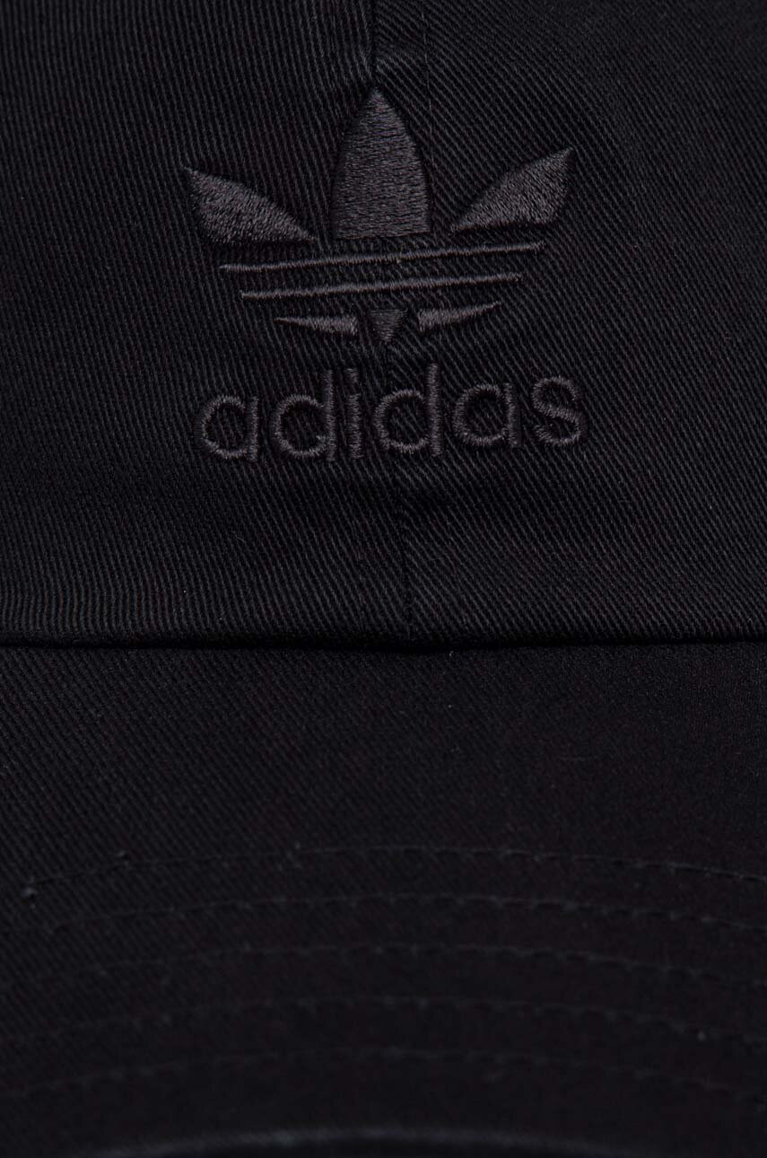 adidas Originals czapka z daszkiem bawełniana kolor czarny gładka ...