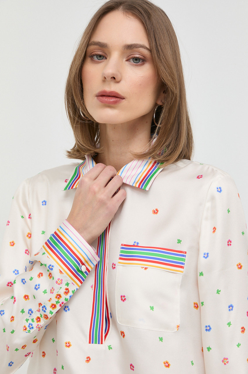 Шовкова блузка Red Valentino жіноча колір бежевий візерунок | ANSWEAR.ua