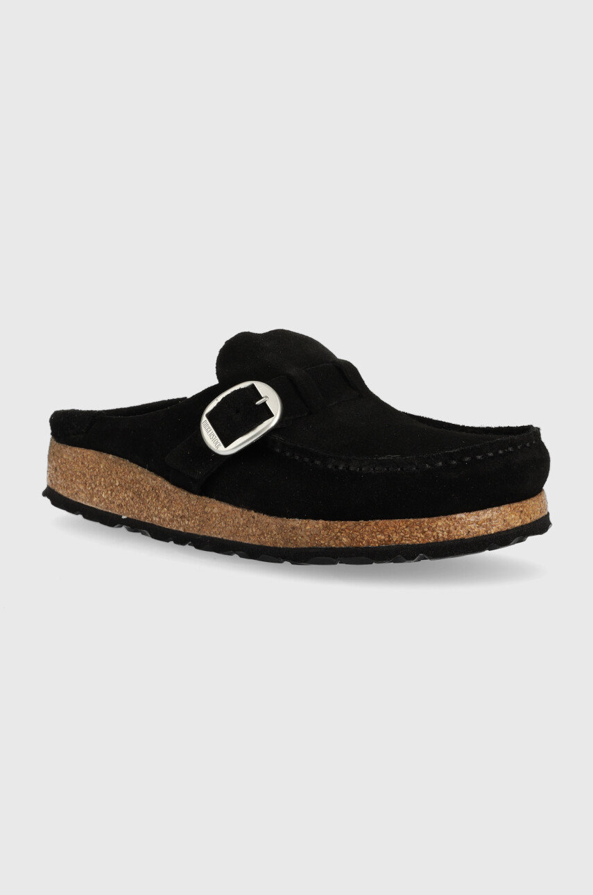 Birkenstock klapki zamszowe Buckley damskie kolor czarny 1017826 ...