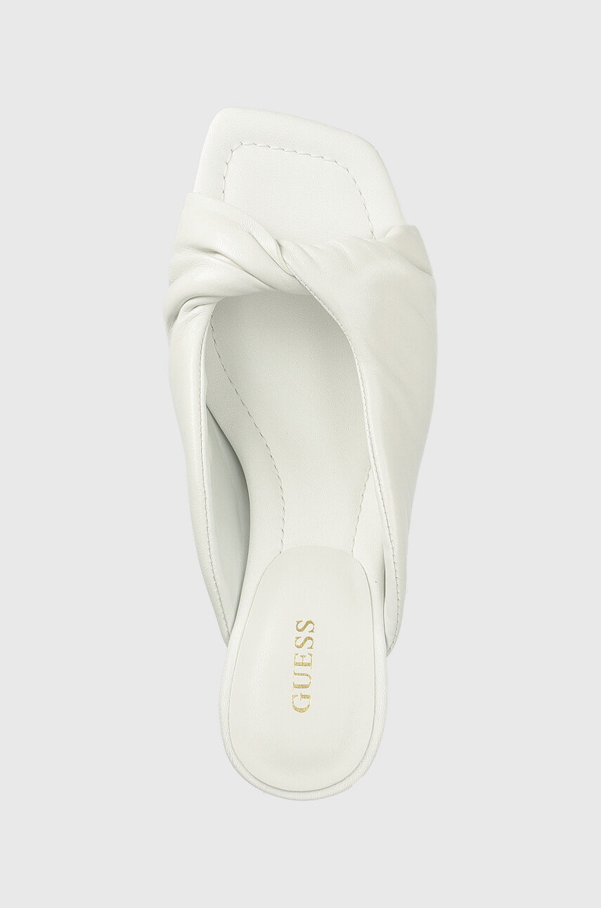 Guess slapi de piele RINAH femei, culoarea alb, cu toc cui, FL6RNH ...