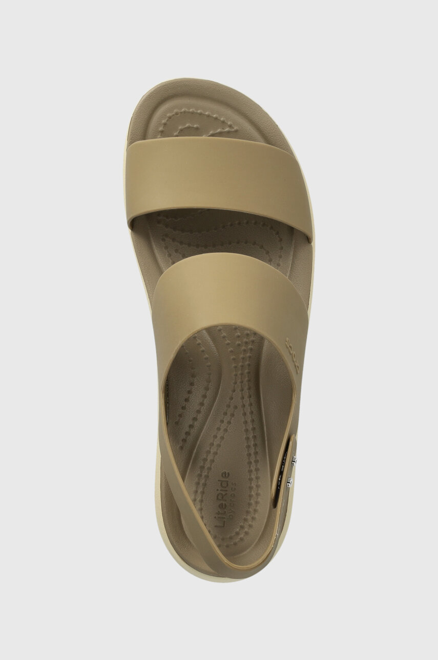 Crocs sandały Brooklyn Low Wedge damskie kolor beżowy na platformie ...