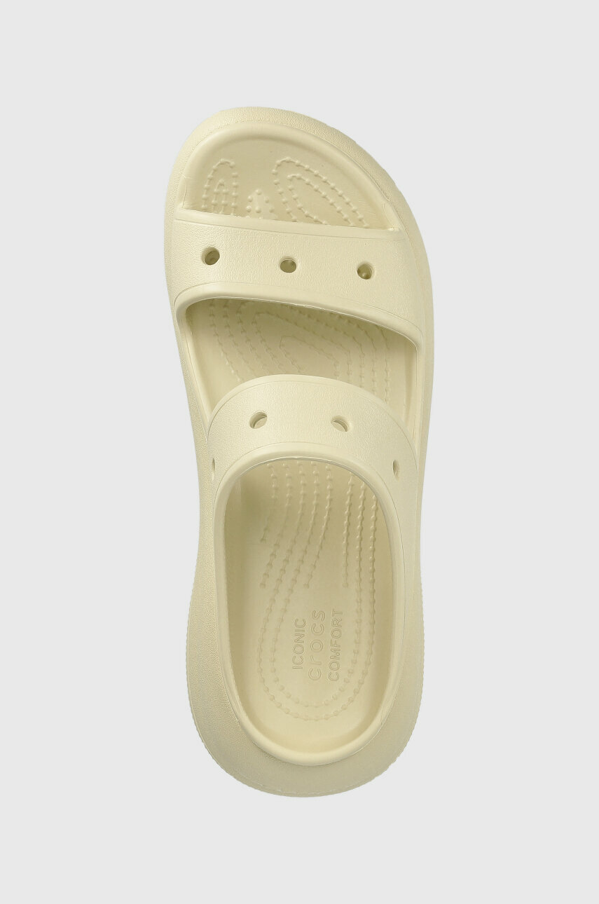 Crocs klapki Classic Crush Sandal damskie kolor beżowy na platformie ...