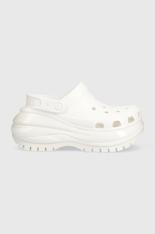 Crocs papuci Classic Mega Crush Clog femei, culoarea alb, cu platforma ...