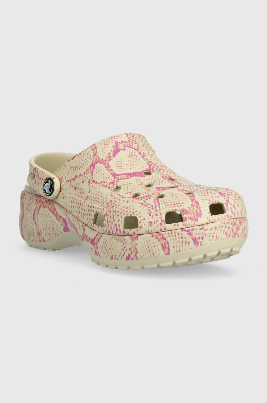 Шльопанці Crocs Classic Platform Snake Print Clog жіночі колір бежевий ...