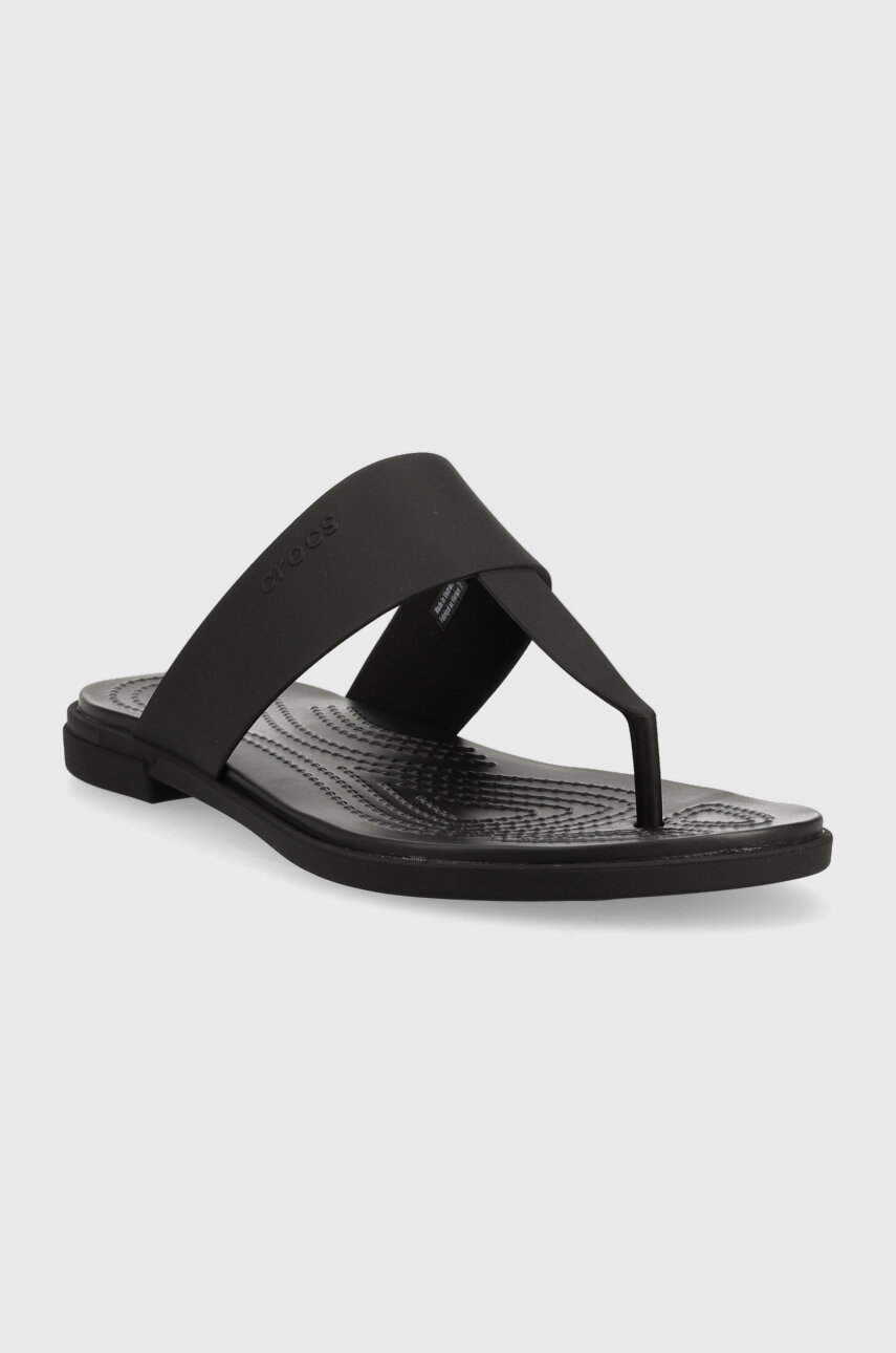 Crocs japonki Tulum Flip damskie kolor czarny na płaskim obcasie 206752 ...