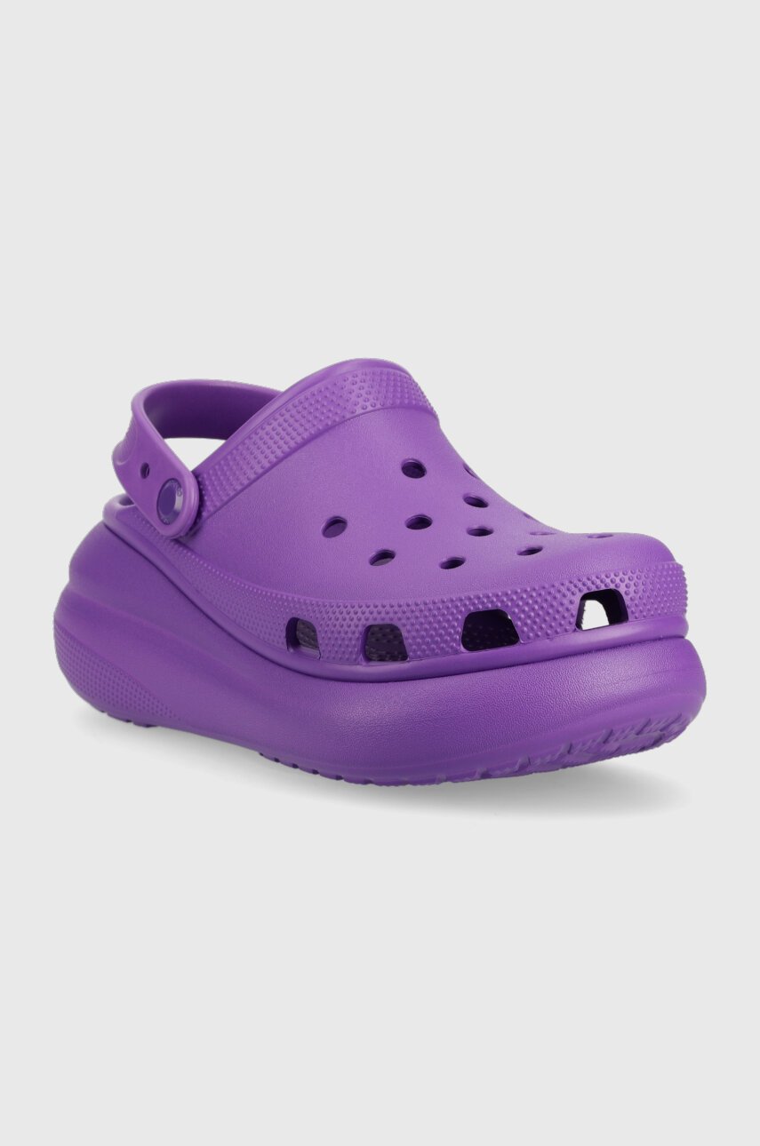Crocs papucs Classic Crush Clog lila, női, platformos, 207521 | ANSWEAR.hu