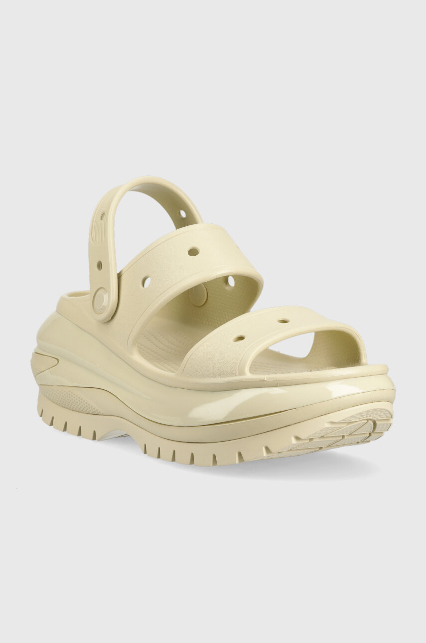 Crocs klapki Classic Mega Crush Sandal damskie kolor beżowy na ...