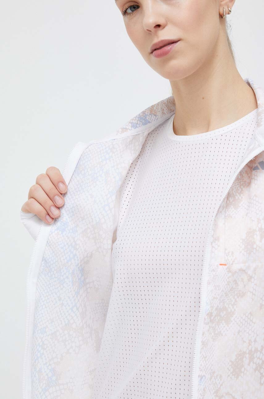 Vetrovka adidas Performance Fast biela farba, prechodná | ANSWEAR.sk