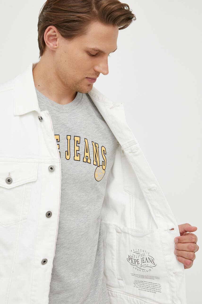 Pepe Jeans kurtka jeansowa męska kolor biały przejściowa | Answear.com