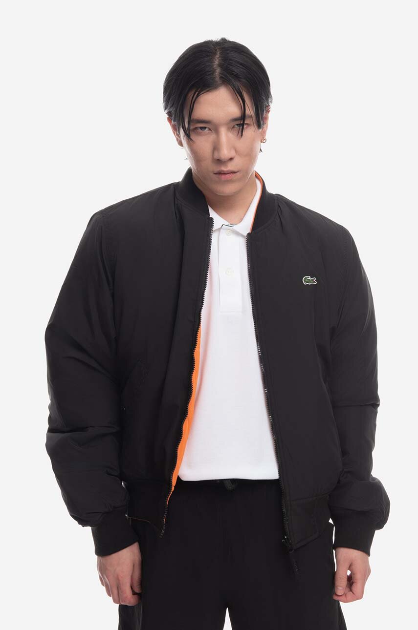 Lacoste reversible bomber jacket men's black color at PRM US