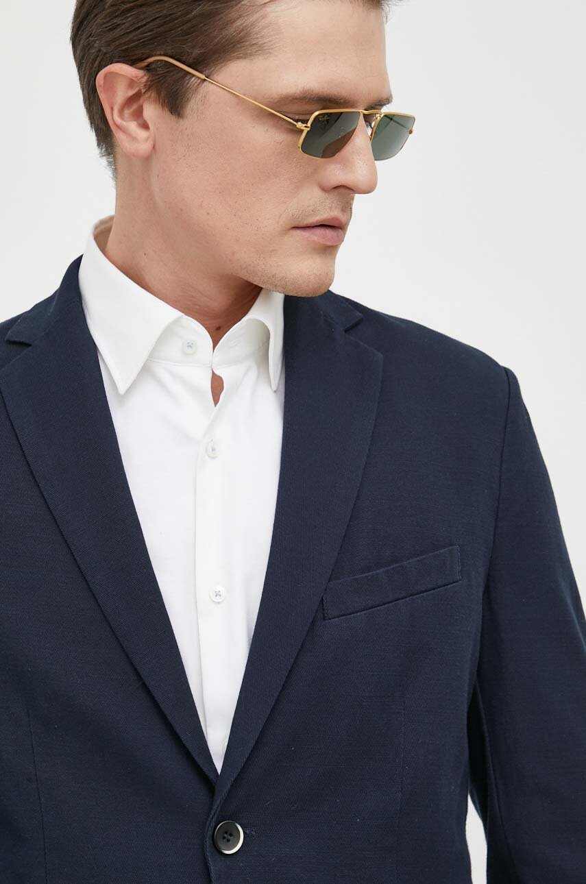 Хлопковый пиджак Sisley цвет синий | ANSWEAR.ua