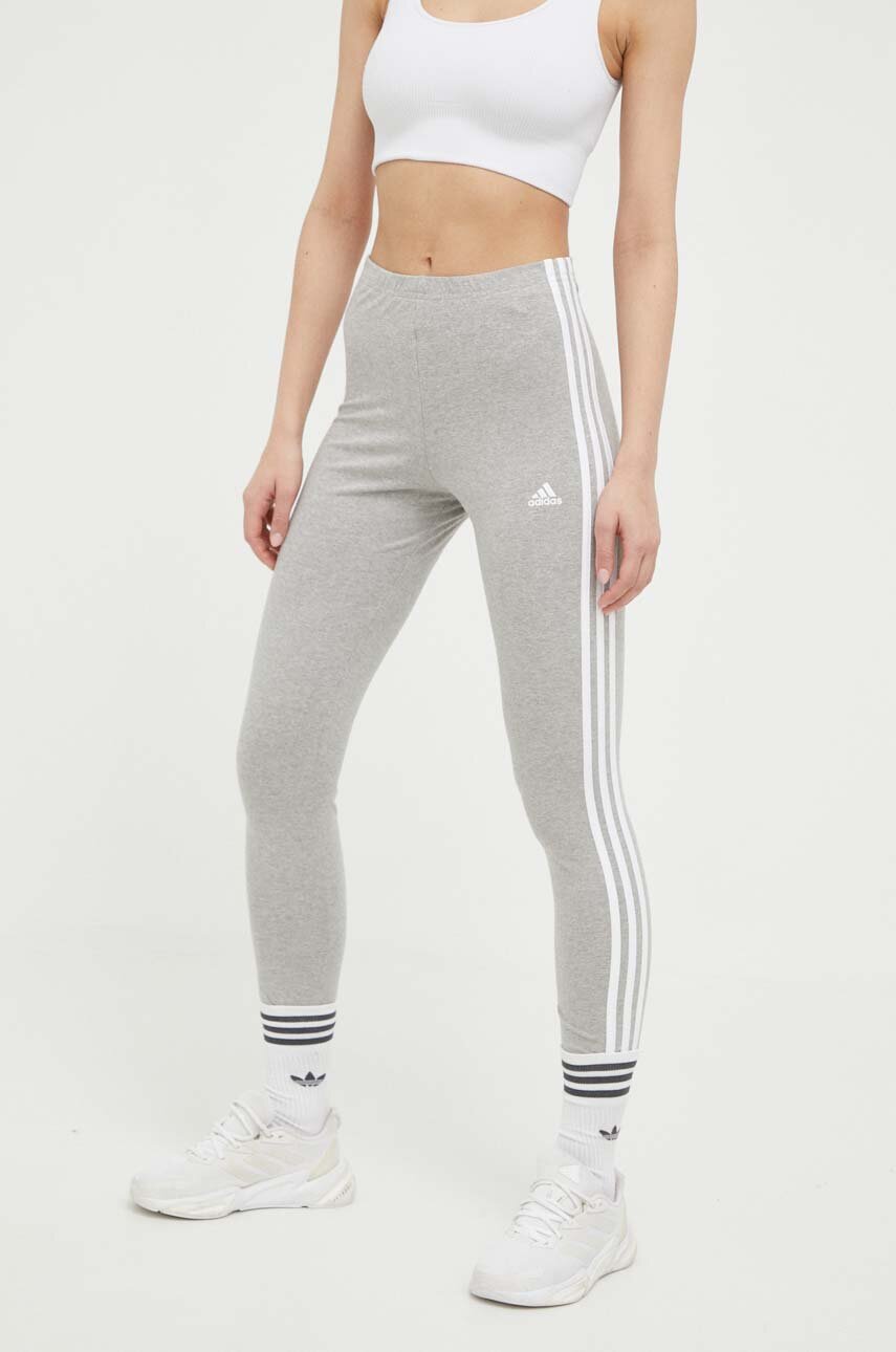 adidas legginsy damskie kolor szary z nadrukiem | Answear.com