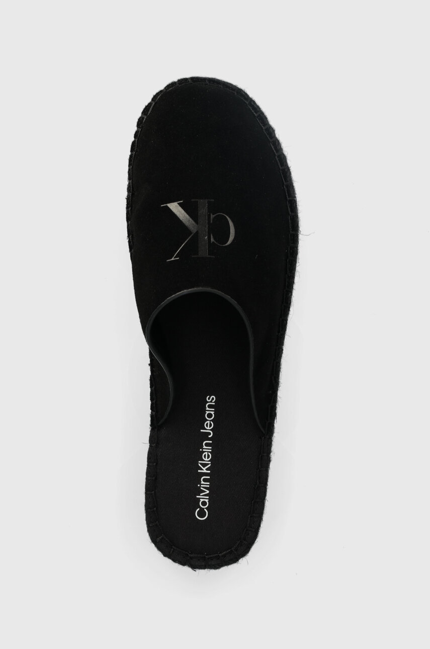 Semišové pantofle Calvin Klein Jeans FLATFORM ROPE MULE SU CON, barva ...