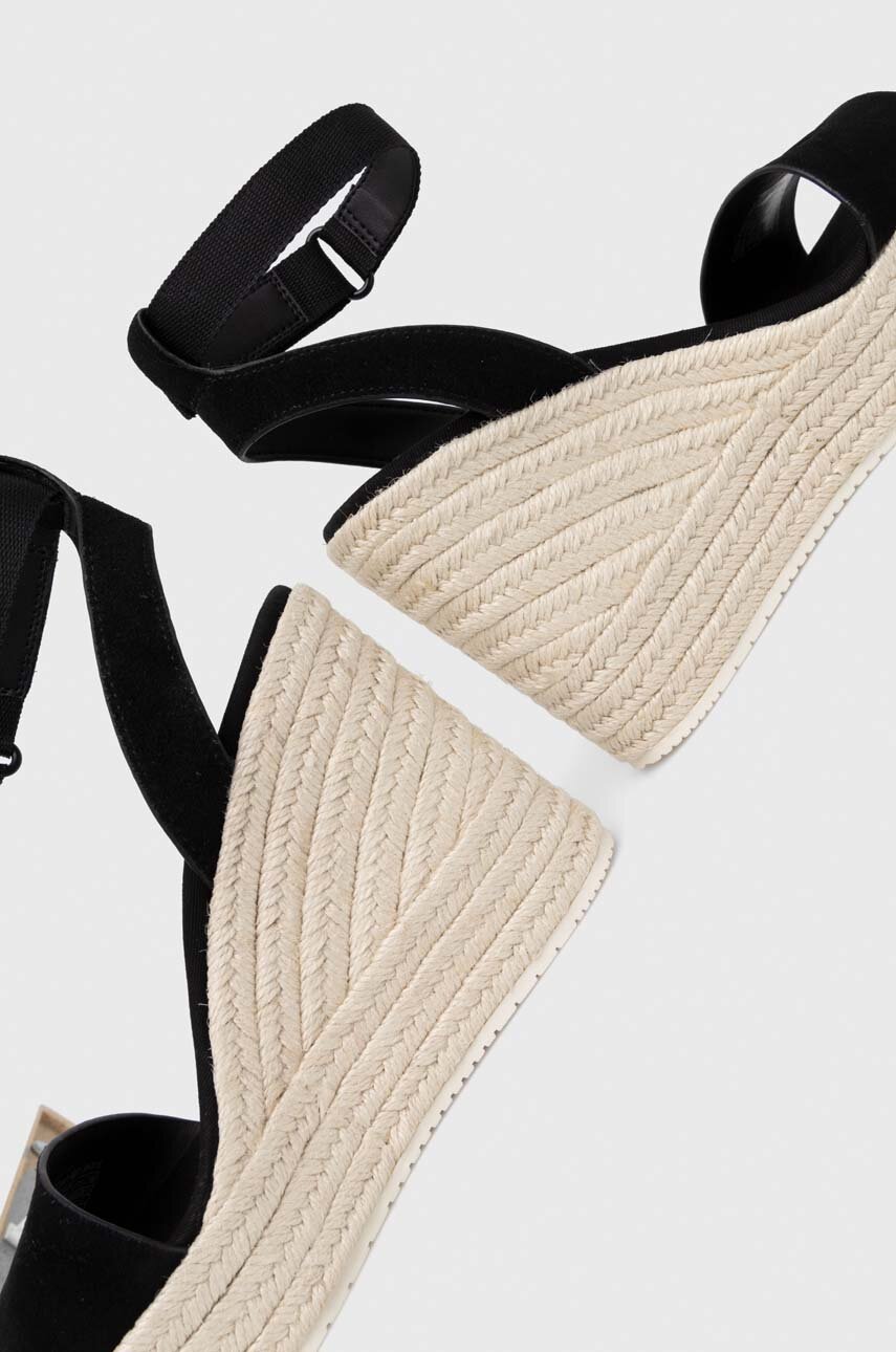 Semišové sandále Calvin Klein Jeans WEDGE SANDAL SU CON dámske, čierna ...