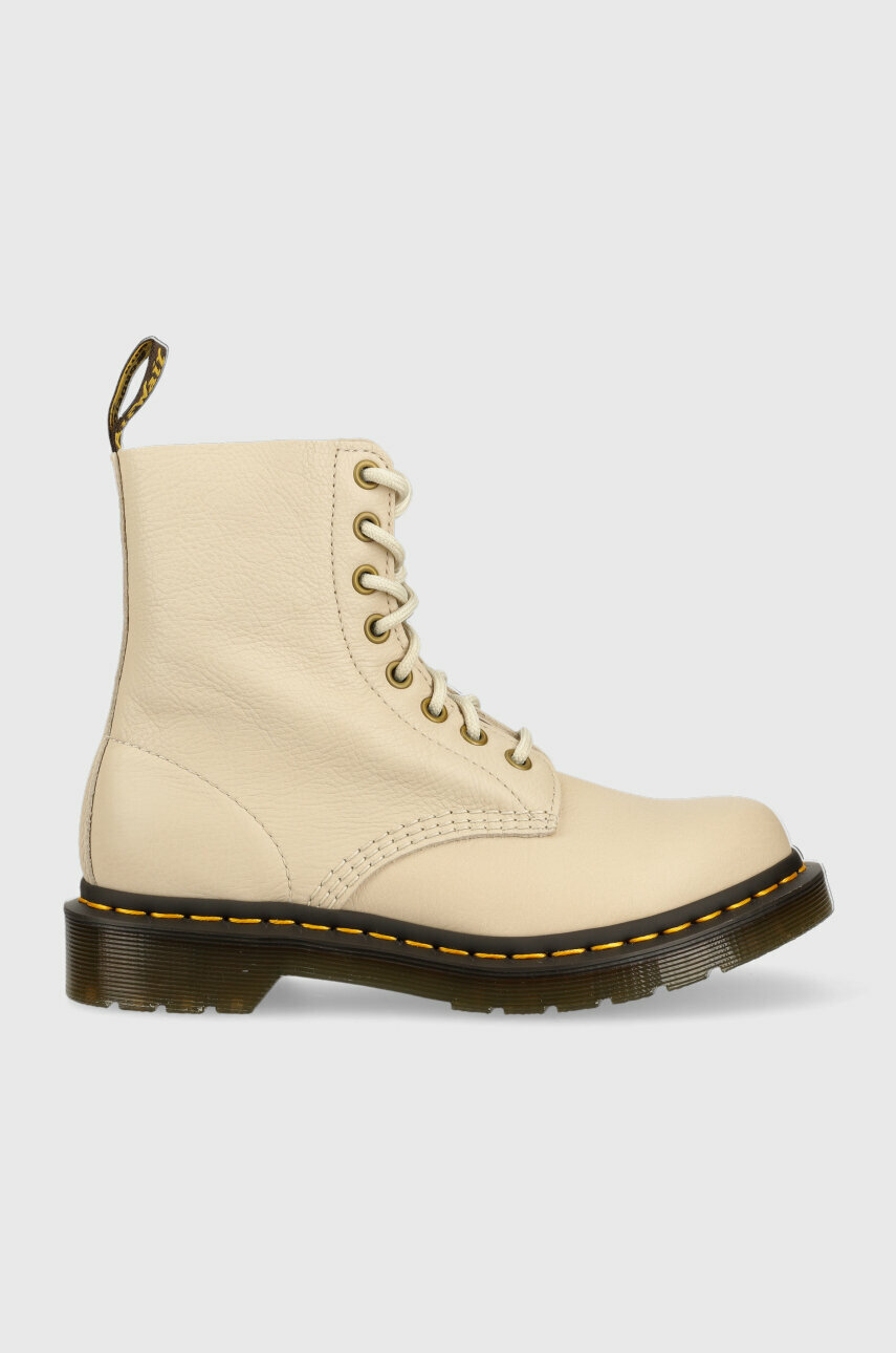 Dr. Martens leather biker boots 1460 Pascal women's beige color ...