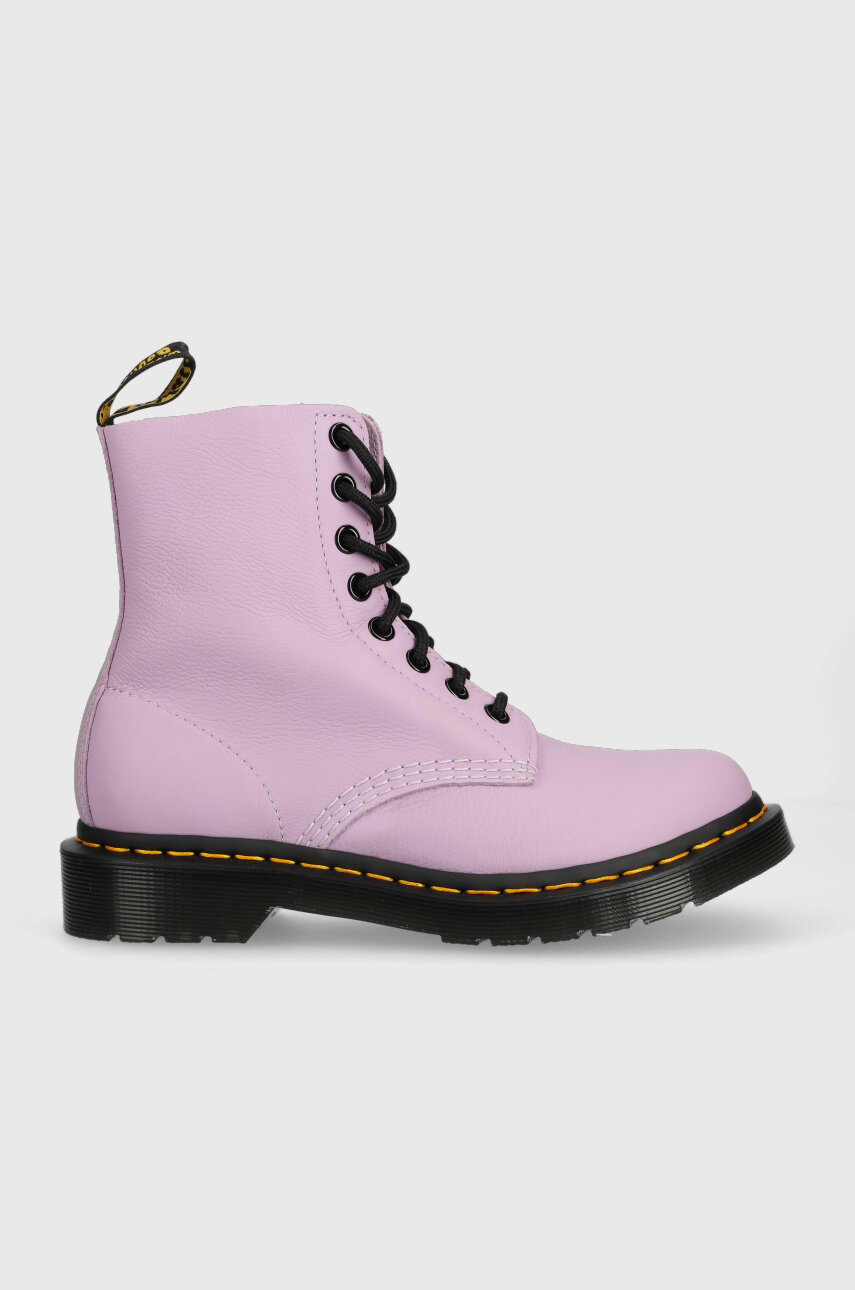 Dr. Martens leather biker boots 1460 Pascal women's violet color at PRM US