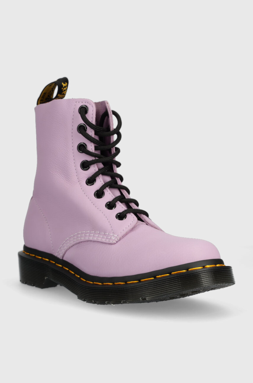 Dr. Martens leather biker boots 1460 Pascal women's violet color at PRM US