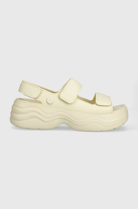 Crocs szandál Skyline Slide bézs, női, platformos, 208183 | ANSWEAR.hu