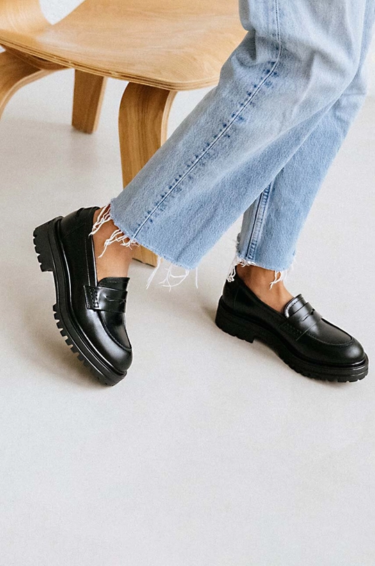 Kožne mokasinke Jonak ALFI CUIR za žene, boja: crna, s platformom ...