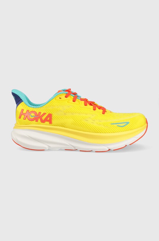 Hoka One One running shoes Clifton 9 yellow color at PRM US