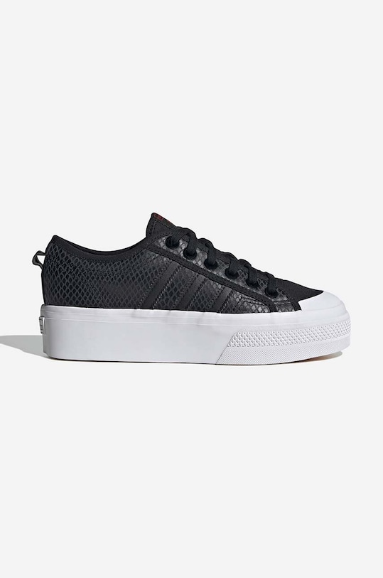 adidas Originals leather plimsolls Nizza Platform W HQ1963 black color ...
