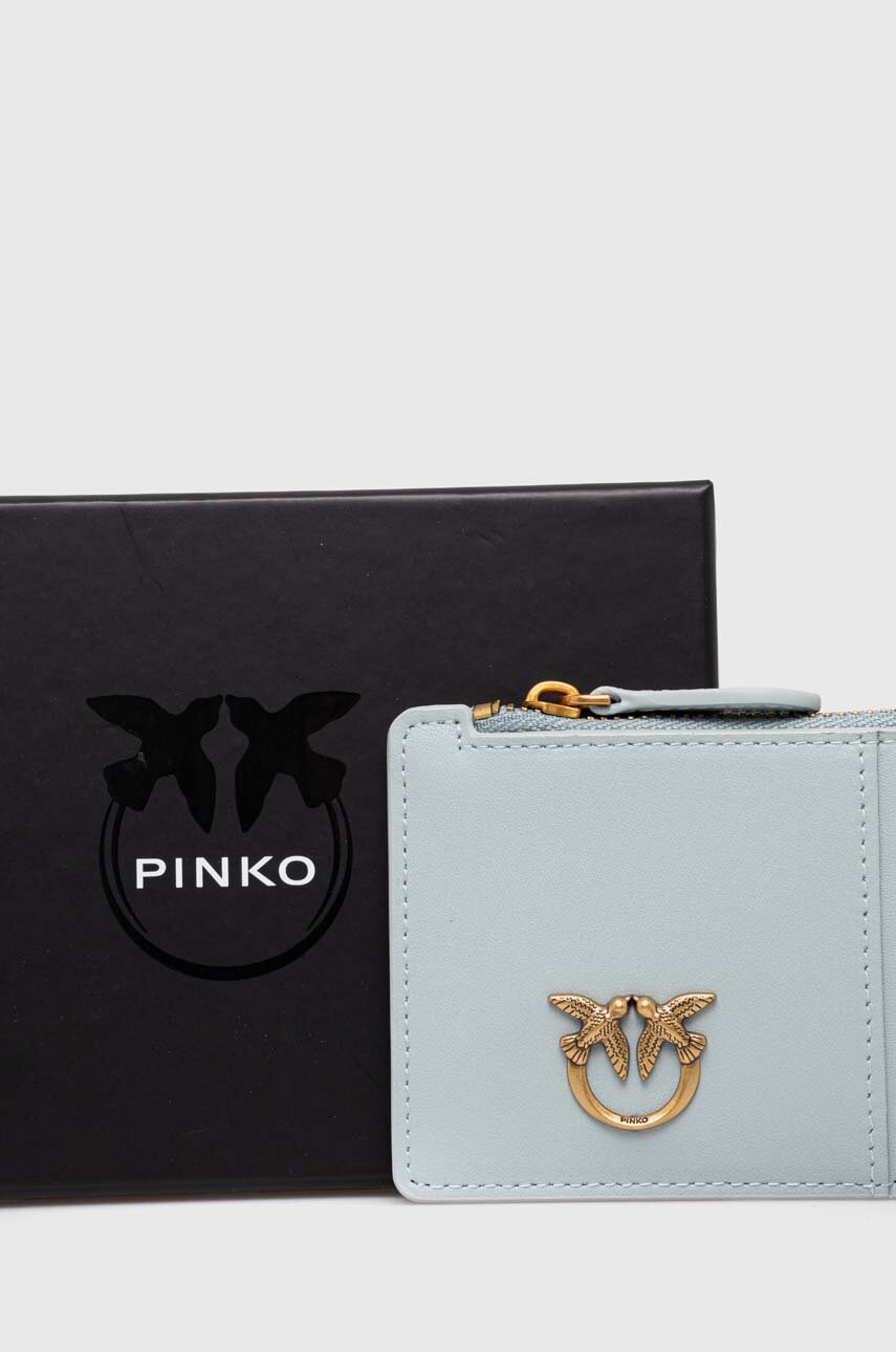 Pinko portfel skórzany damski kolor niebieski 100251.A0F1 | Answear.com
